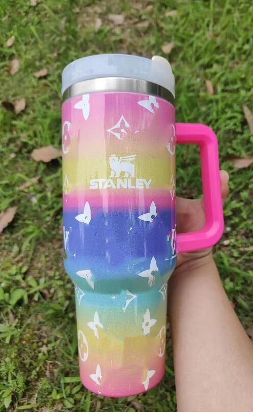 ₩32377에서 핸들 절연 텀블러 뚜껑이있는 새로운 40oz 머그잔 텀블러 로고가있는 밀짚 스테인레스 스틸 커피 용어 컵