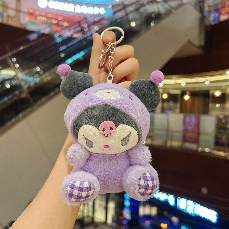 Kawaii Kuromi Keychain Plush Melody Plushies Cinnamoroll Doll Keyring ...