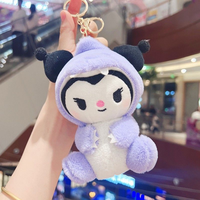 Kawaii Kuromi Keychain Plush Melody Plushies Cinnamoroll Doll Keyring ...