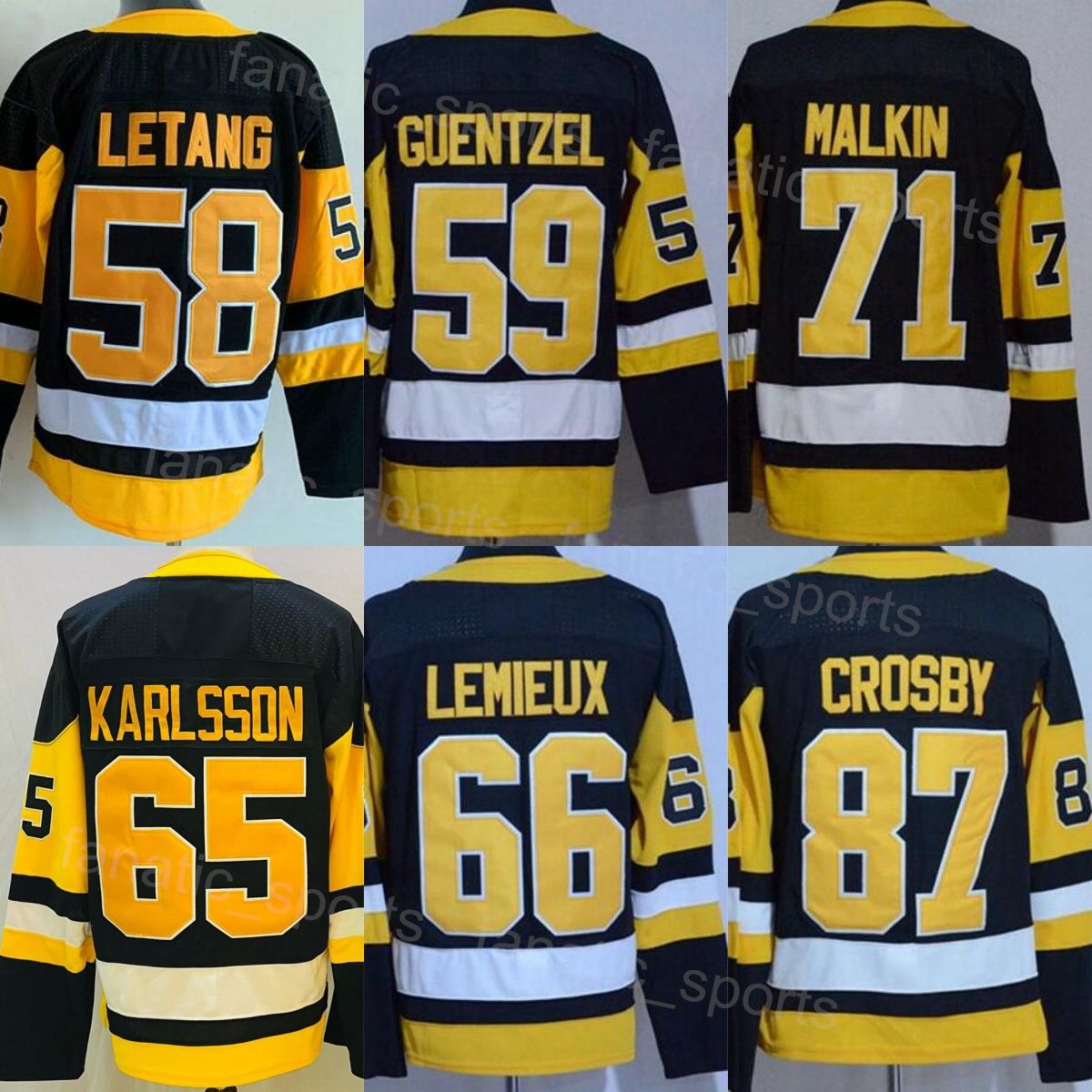 Ice Hockey Reverse Retro 58 Kris Letang Jersey Man 66 Lemieux 87 Sidney ...