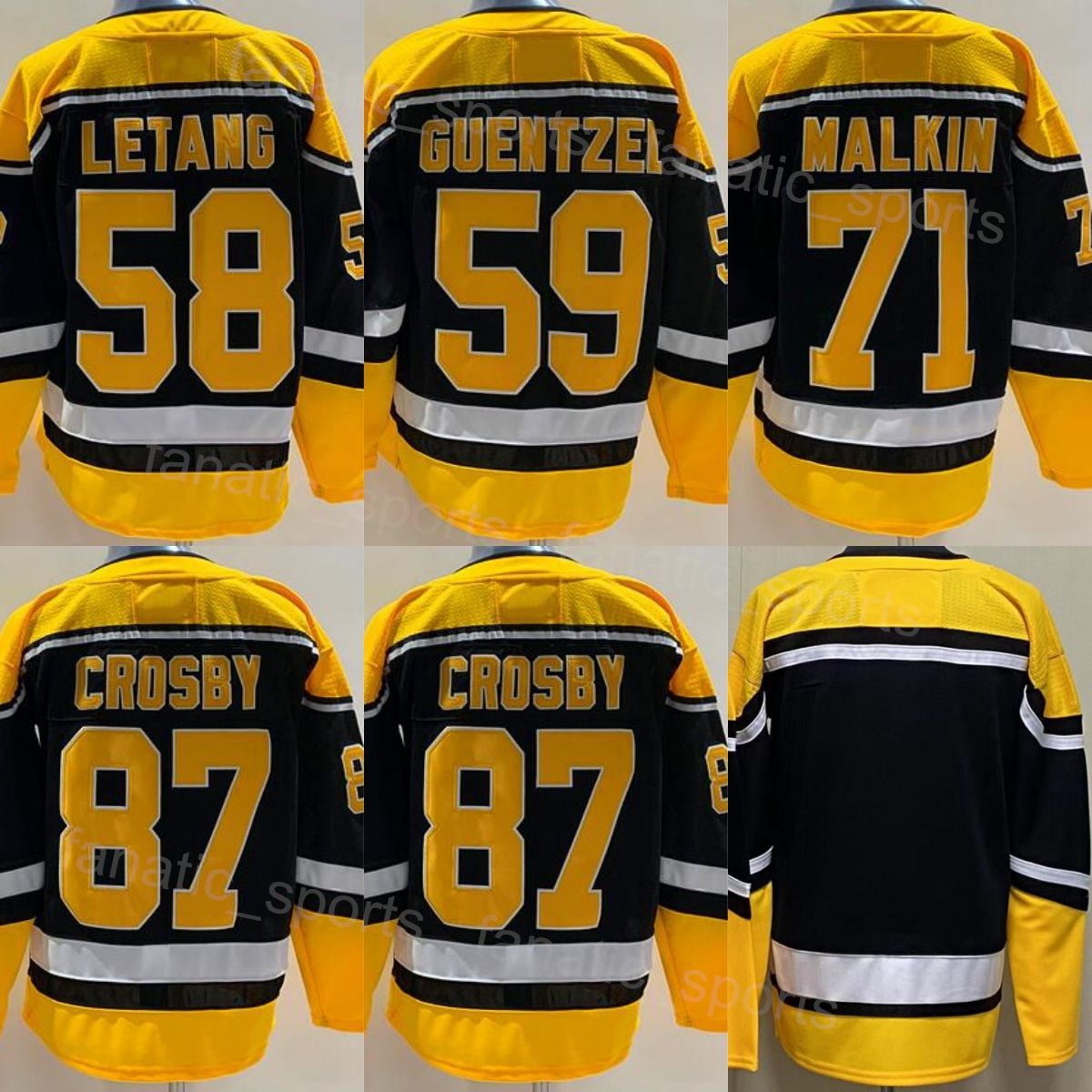 Ice Hockey Reverse Retro 58 Kris Letang Jersey Man 66 Lemieux 87 Sidney ...