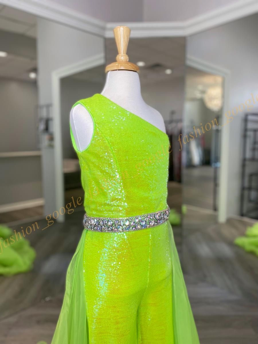 Little Girl Pageant Jumpsuit Dress 2024 Crystal Organza Overskirt One ...