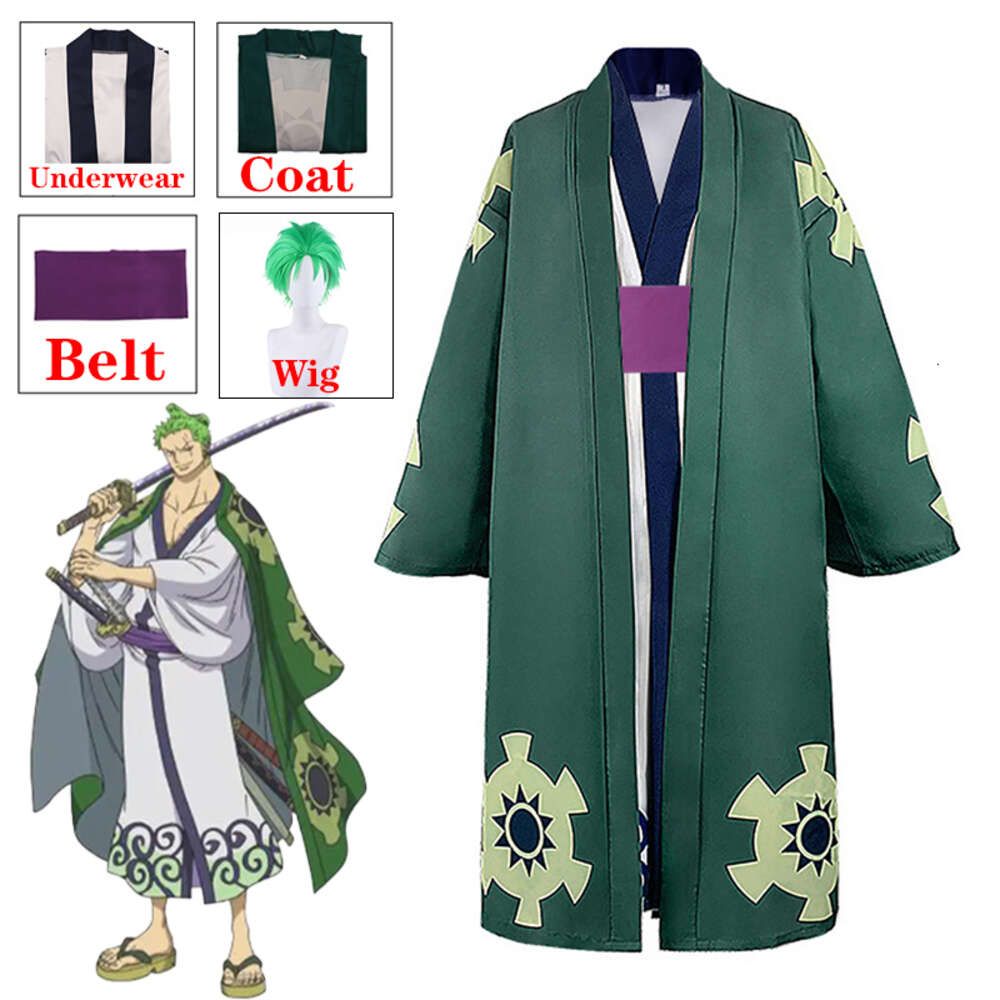 Anime Roronoa Zoro Cosplay Costume Wano Kuni Country Kimono Robe Comple ...