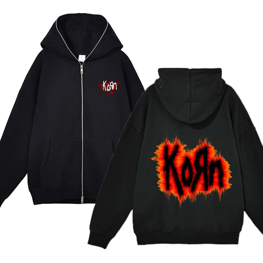 Korn Rock Band WORLD TOUR Full Zip Jaqueta Metal Música Homens Zipper Moletons Oversized Hip Hop ...