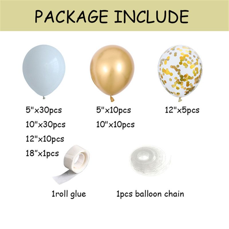 PartyMate Balloon Arch Kit 98 White & Gold Balloons With Confetti ...