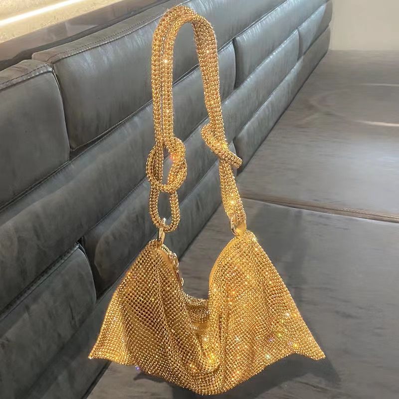 Full Rhinestone Evening Bag Silver Shiny Hobo Crystal Purses And ...