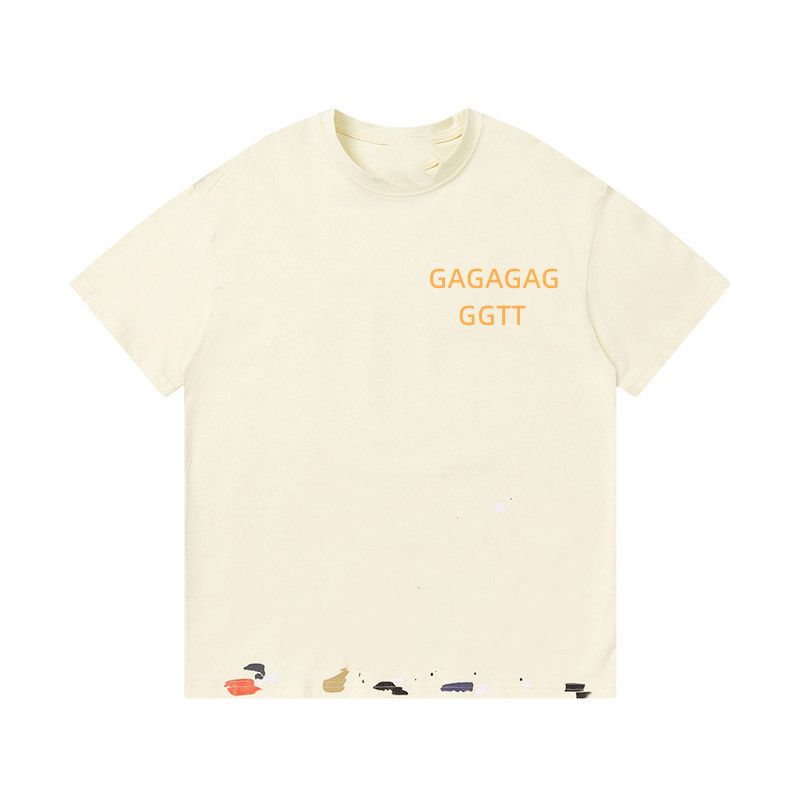 Summer Designer T Shirt Chest Ink Splatter Letter Laminate Print Short ...