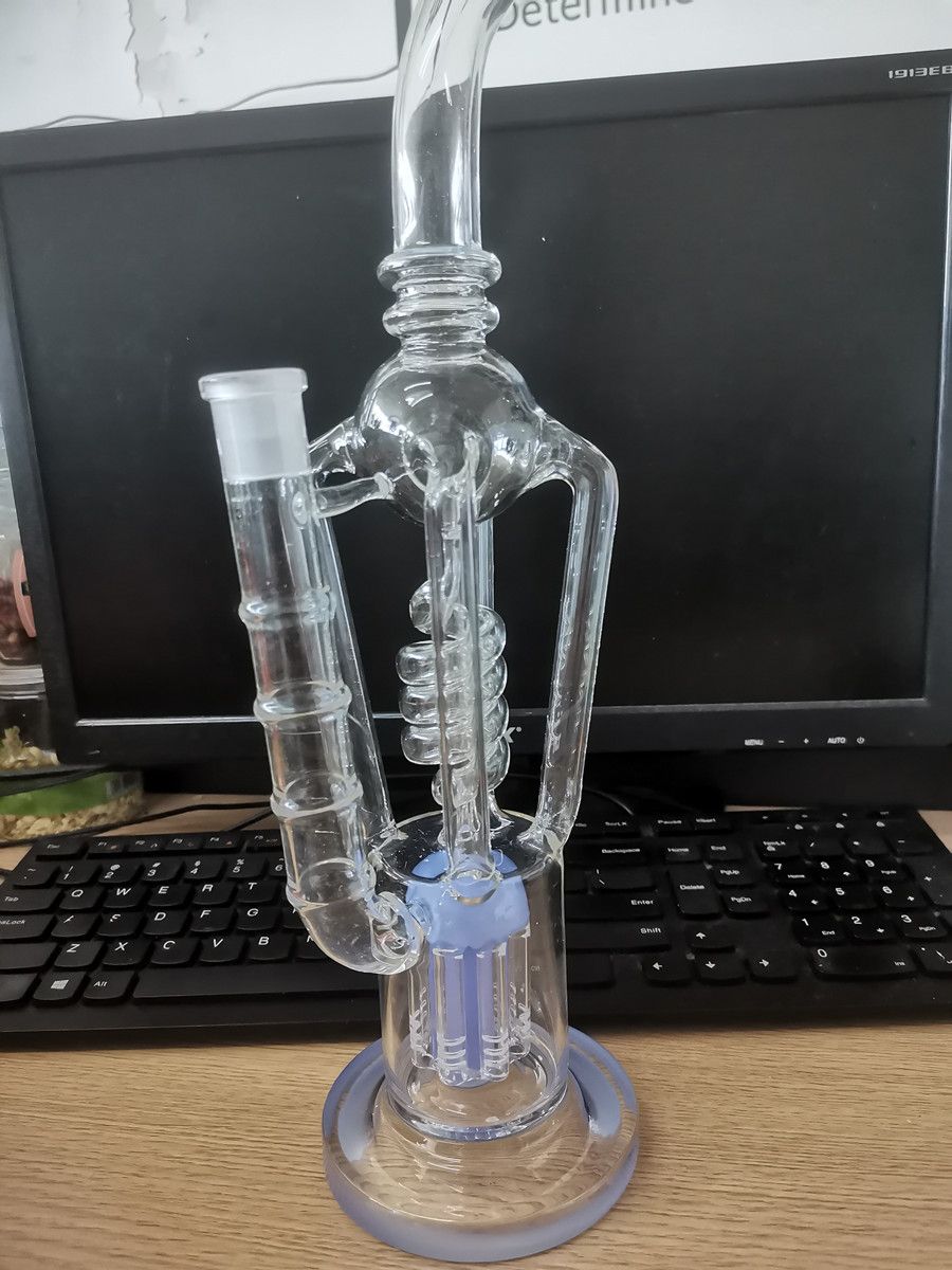 Dropshipping Klein Recycler Twin Cage Glass Bong With 14mm Bowl Smoke ...