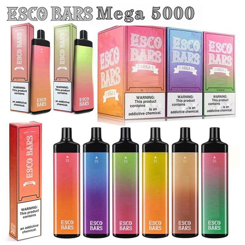 17350 Battery Esco Bars Mega Disposable Cigarettes 5000 Puffs Vape Pen ...