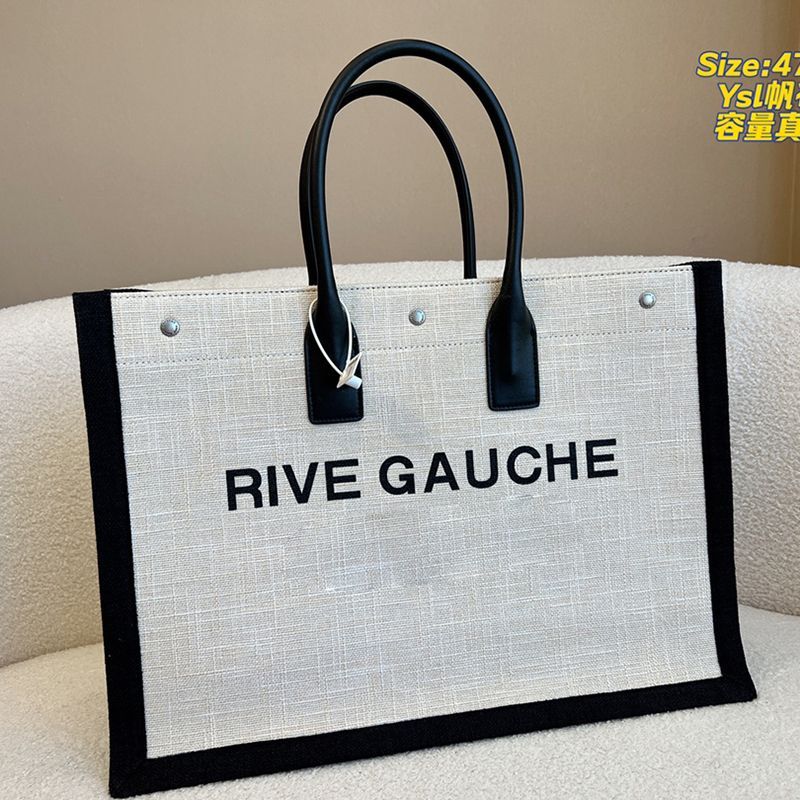 Leather Tote Bag Women RIVE GAUCHE Handbag Shoulder Bag Shopping Bags ...