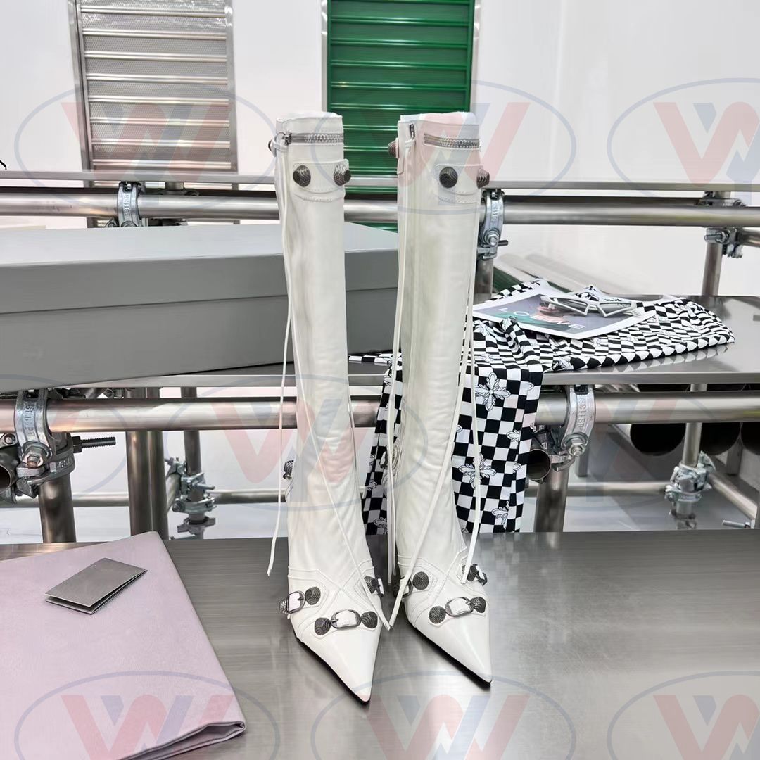 2022 New Metal Nail Motorcycle Boots Rivet Boot Prong Side Zipper The ...