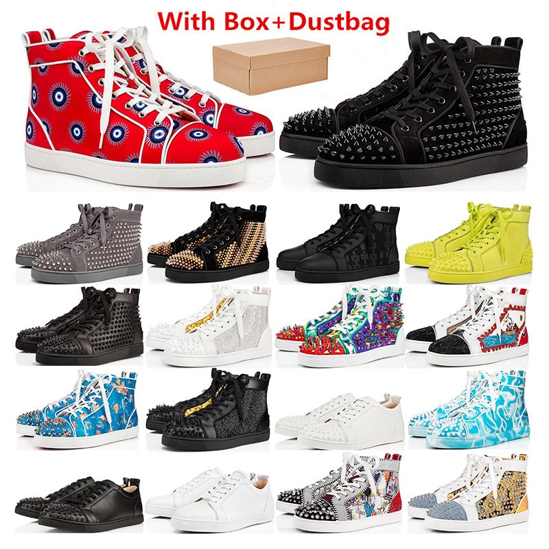 Mens Shoes Luxurys Designers Red Bottoms High Low Tops Studded Spikes ...