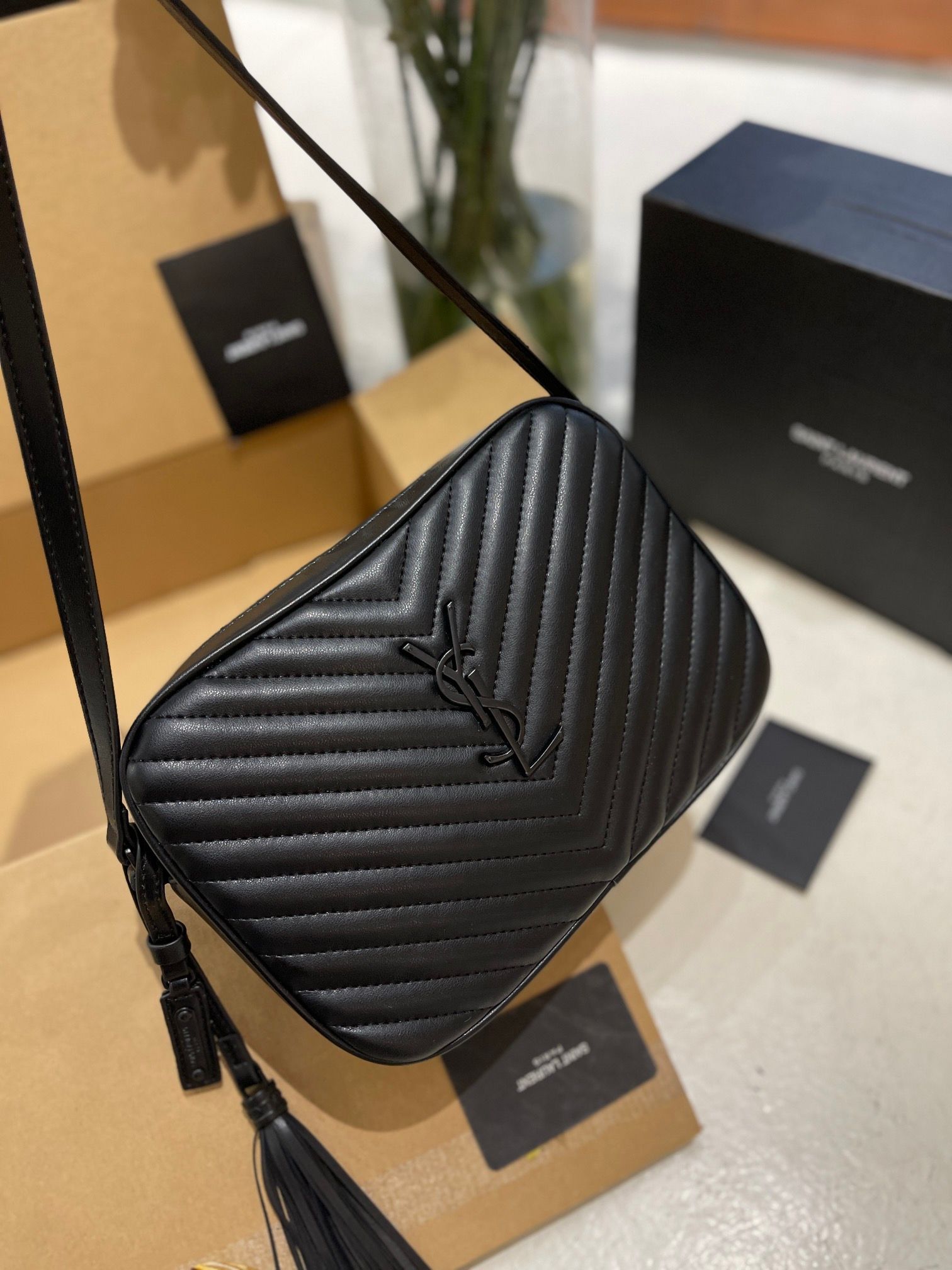 YSL Small Quilted Leather Suede Chain Bag Kate Front Flap Handbag ...