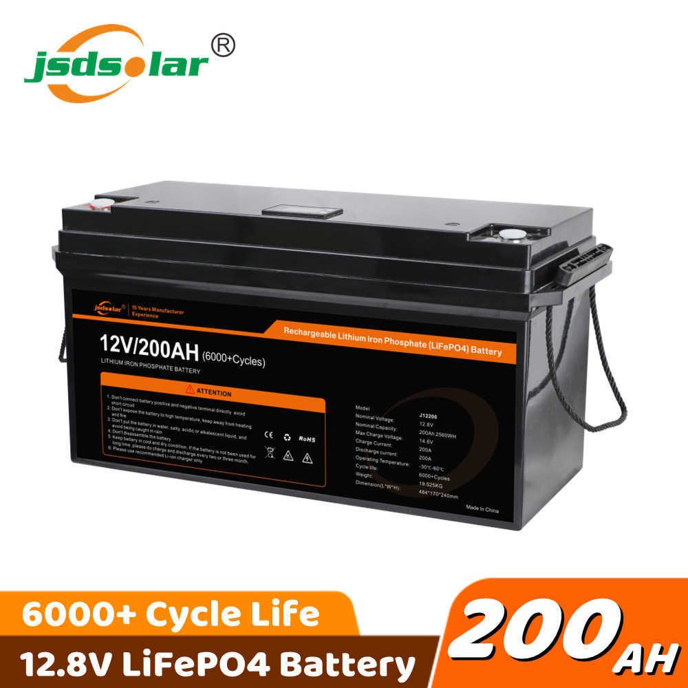 Jsdsolar Lpf 6000 Cycles 12.8V 200Ah LiFePo4 Battery Pack Built In BMS ...