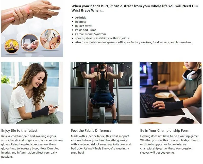 Guanti Sportivi Guanti Di Compressione Senza Dita Polso Supporto ...