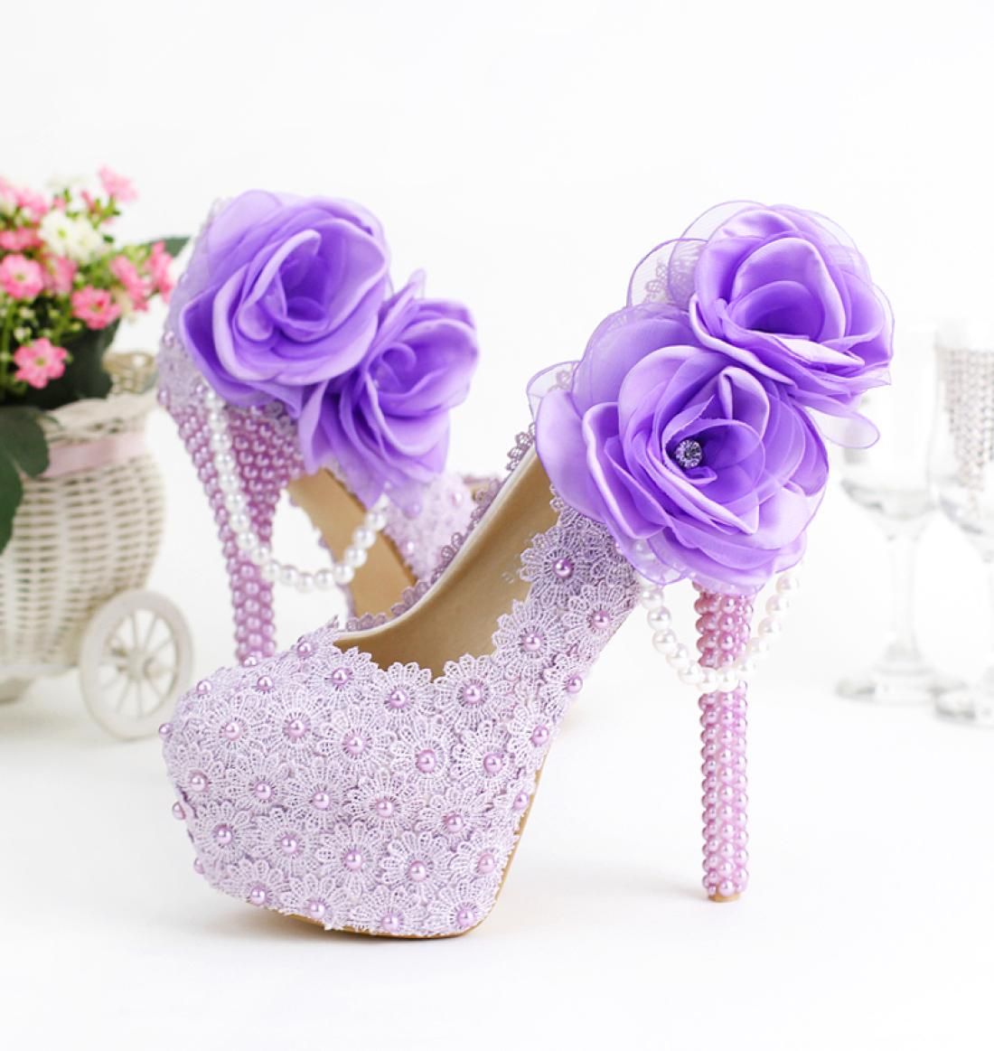 Purple High Heel Wedding Shoes