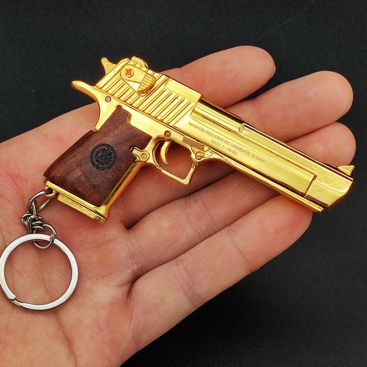 Gold Color Desert Eagle Pistol Toy Gun Miniature Model Wood Handle ...