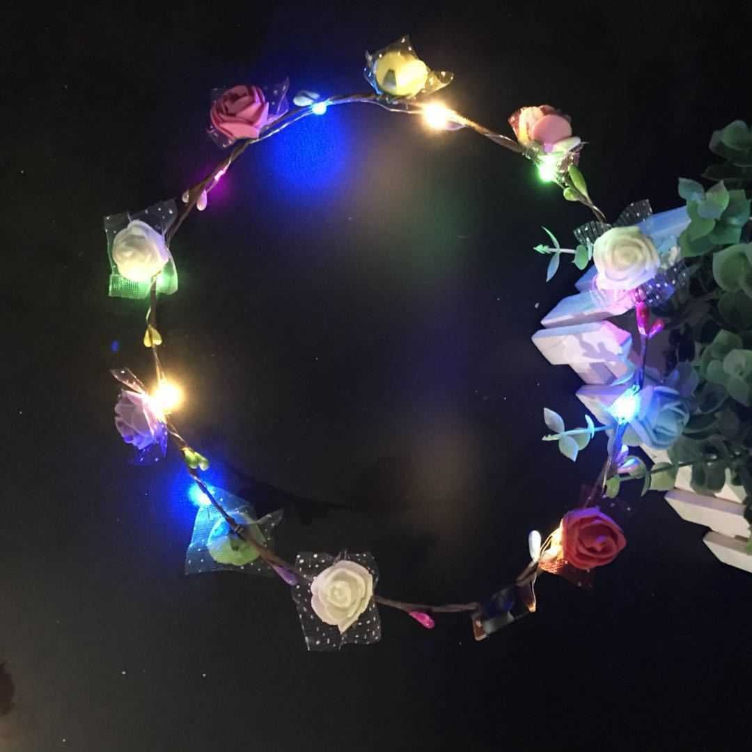 Flashing LED Toys Strings Glow Flower Crown Headbands Light Party Rave ...