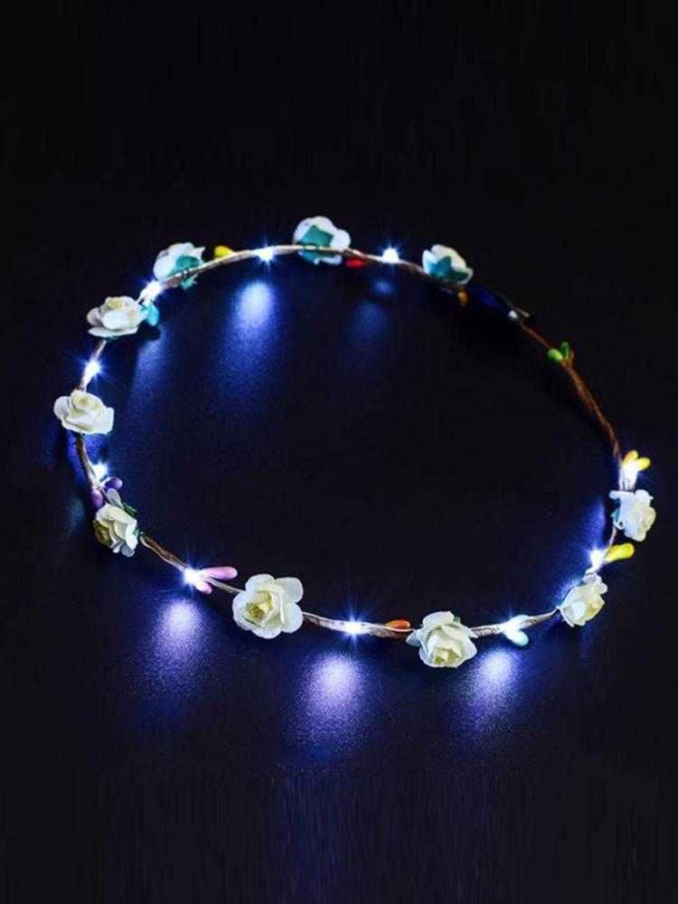 Flashing LED Toys Strings Glow Flower Crown Headbands Light Party Rave ...