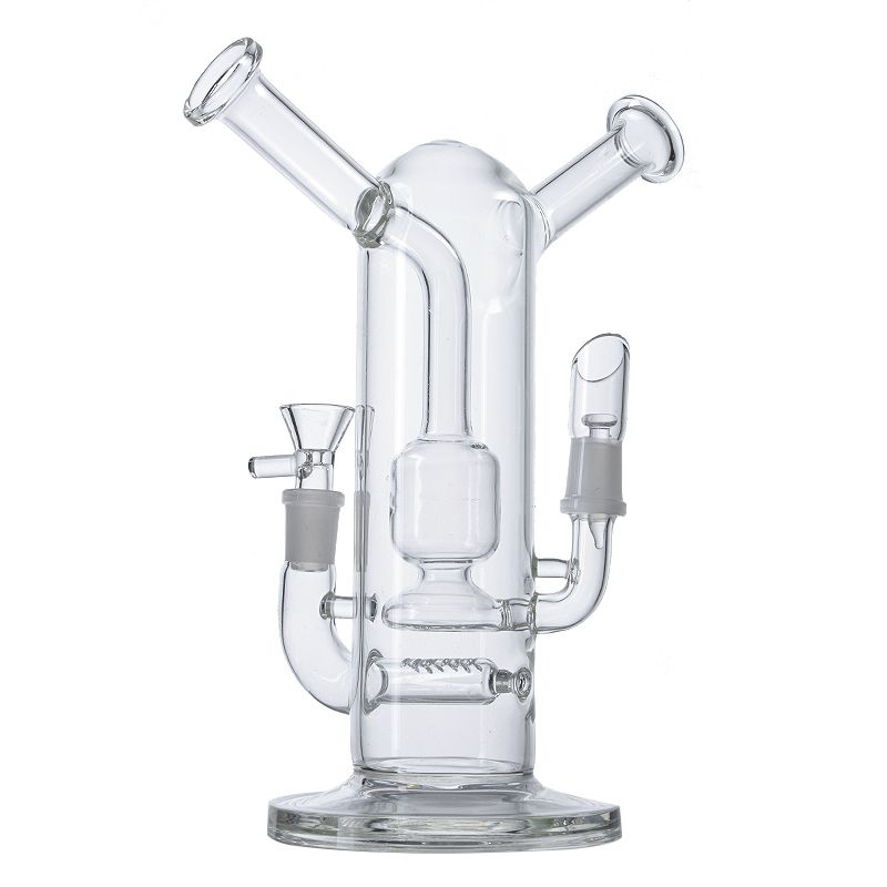 Dropshipping Clear Double Bong Hookah With Dome Bowl, Glass Nail, And ...