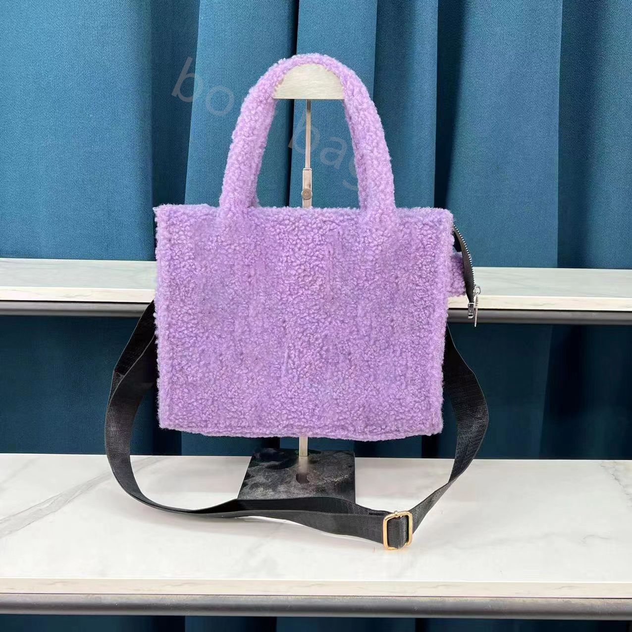 Faux Fur Small Mini Tote Bag Teddy Bear Series Commuter Bags Designer ...