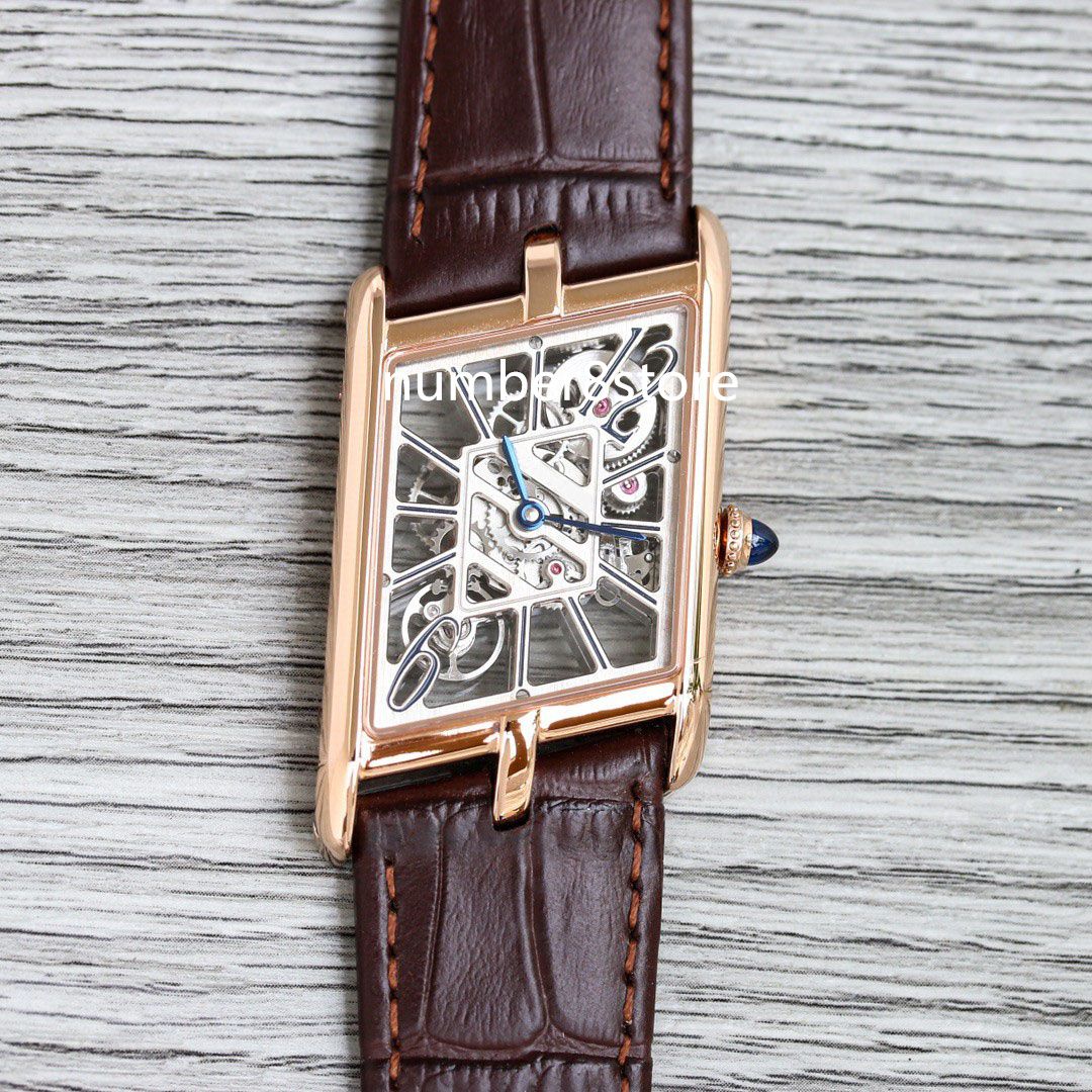 18K Rose Gold Skeleton Skeleton Automatic Watch With Swiss Quartz ...