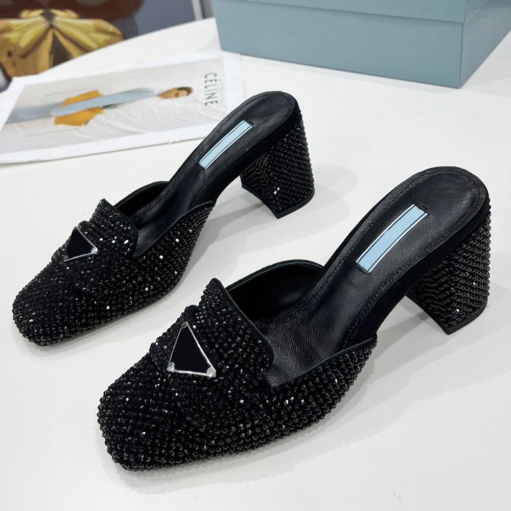 Girl High Heel Shoes With Triangular Logo Or Spot Drill Embellishment ...