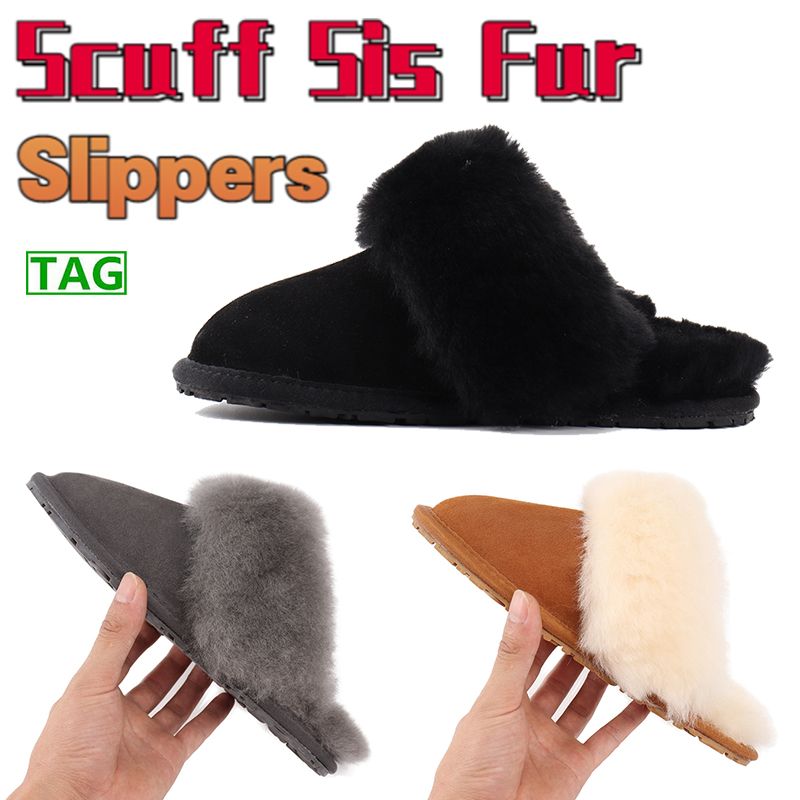 Luxury Men Women Slippers Scuff Sis Fur Slipper Winter Warm Scuffs ...