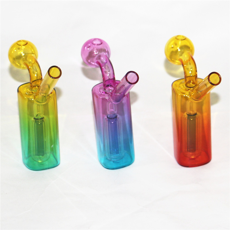 Colorful Bubbler Oil Burner Mini Glass Bongs Percolator Diffuser Water ...