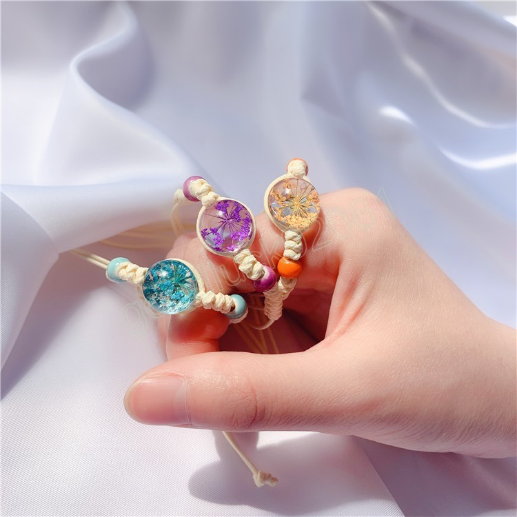 New Dried Flower Glass Ball Bracelet For Women Girls Bohemian ...