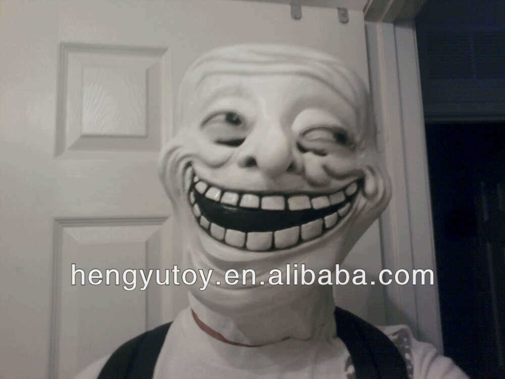 Realistic Troll Face Meme Mask Party Adult Head Trollface