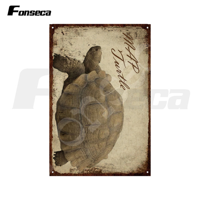 Metal Sea Turtle Sign Mauremys Reevesii Reptiles Vintage Tin Sign Plate ...