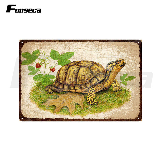 Metal Sea Turtle Sign Mauremys Reevesii Reptiles Vintage Tin Sign Plate ...