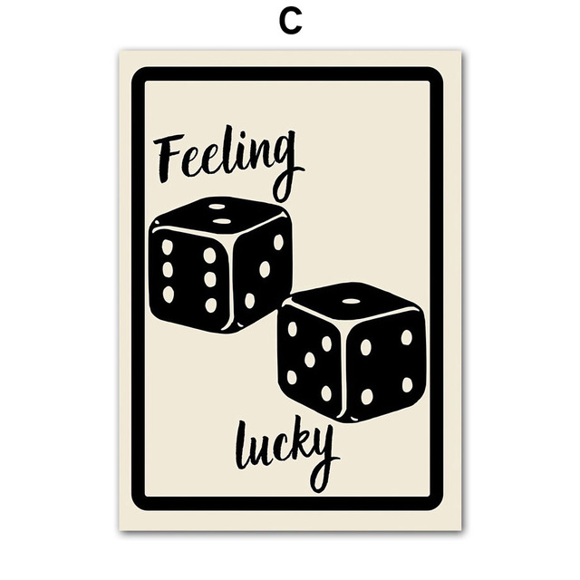 Canvas Painting Lucky Playing Card Wall Art Dice Spades Ace Queen ...