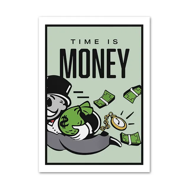 Pintura De Metal Monopoly Time Is Money Poster Cartoon Graffiti ...