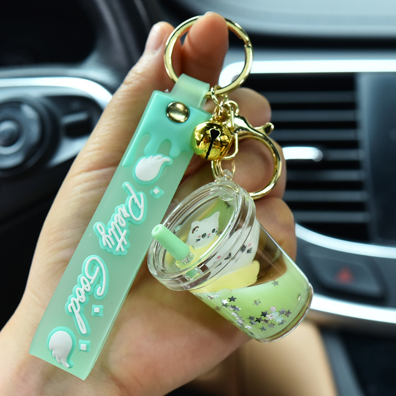 Boba Milk Tea Liquid KeyChains Car Accessories Keyring Key Charm Rabbit ...