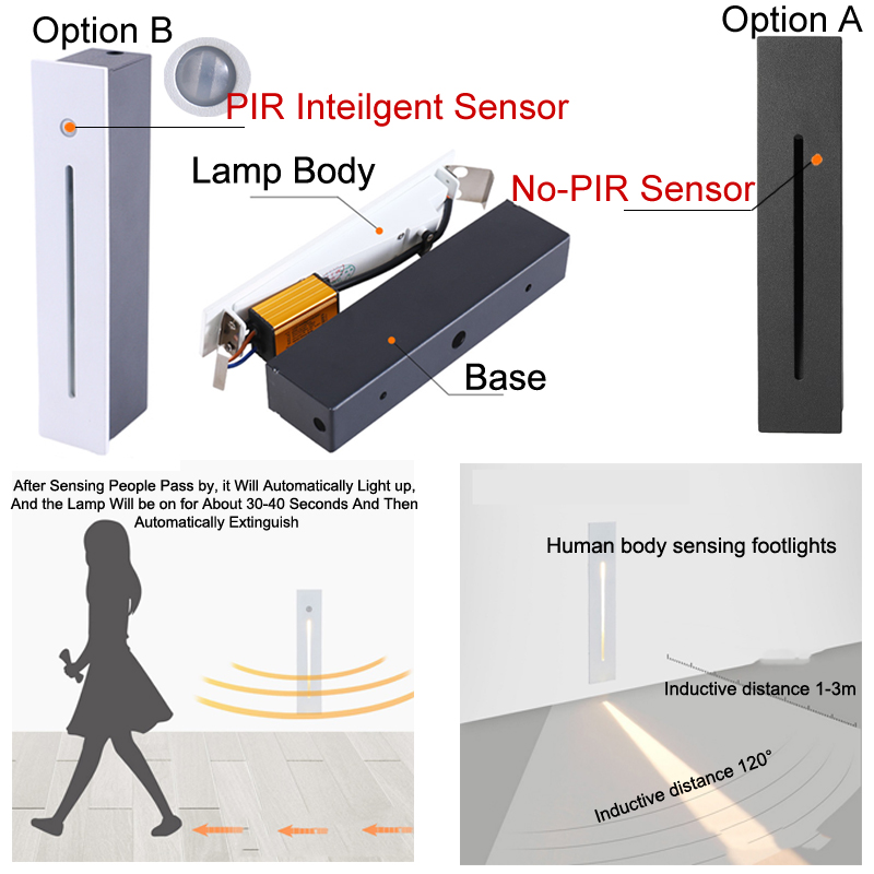 3W Recessed Led Stair Lamps AC85 265V Indoor Corner Wall Lights Step ...