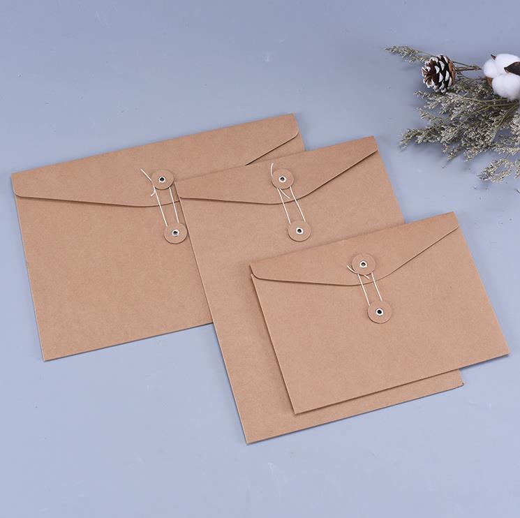 ₩1731에서 브라운 크래프트 종이 A4 문서 홀더 파일 스토리지 백 포켓 봉투 공백 스토리지 문자열 잠금 사무용 공급 파우치