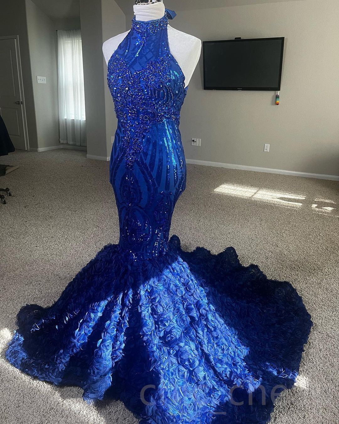 2023 ASO Ebi Ebi Royal Blue Prom Dresses Chryses Crystals Evening Party ...