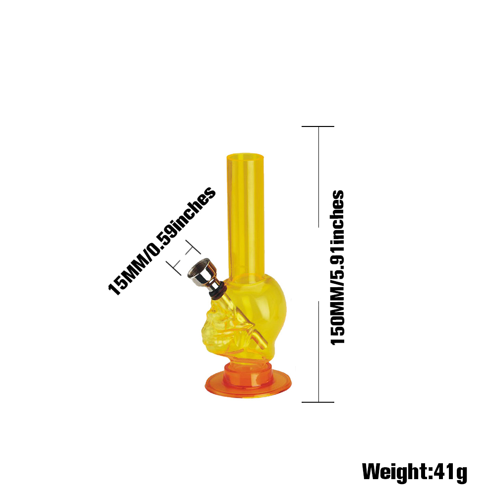 150mm 6 Pure Colours Mini Ghost Head Acrylic Smoking Bong Water Pipe ...