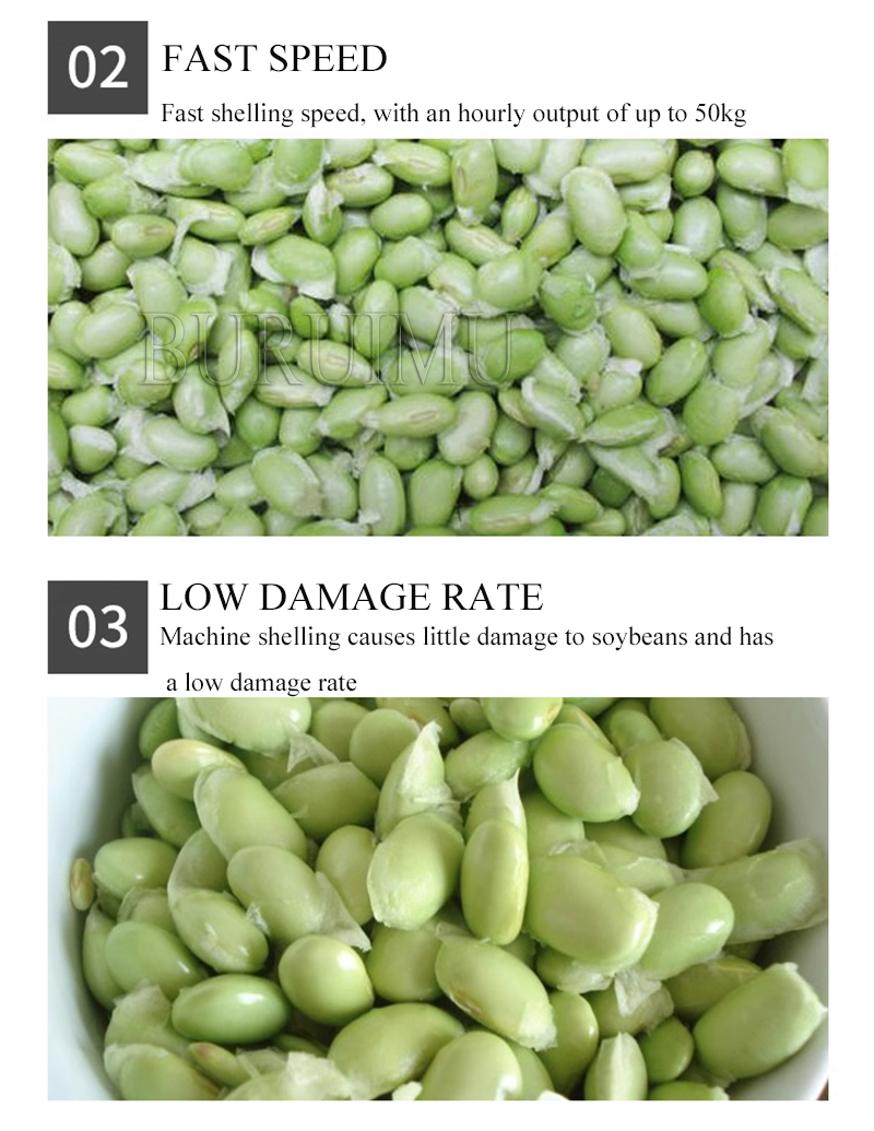 LEWIAO Automatic Hairy Bean Sheller Peeling Machine 35kg/H Small Green ...