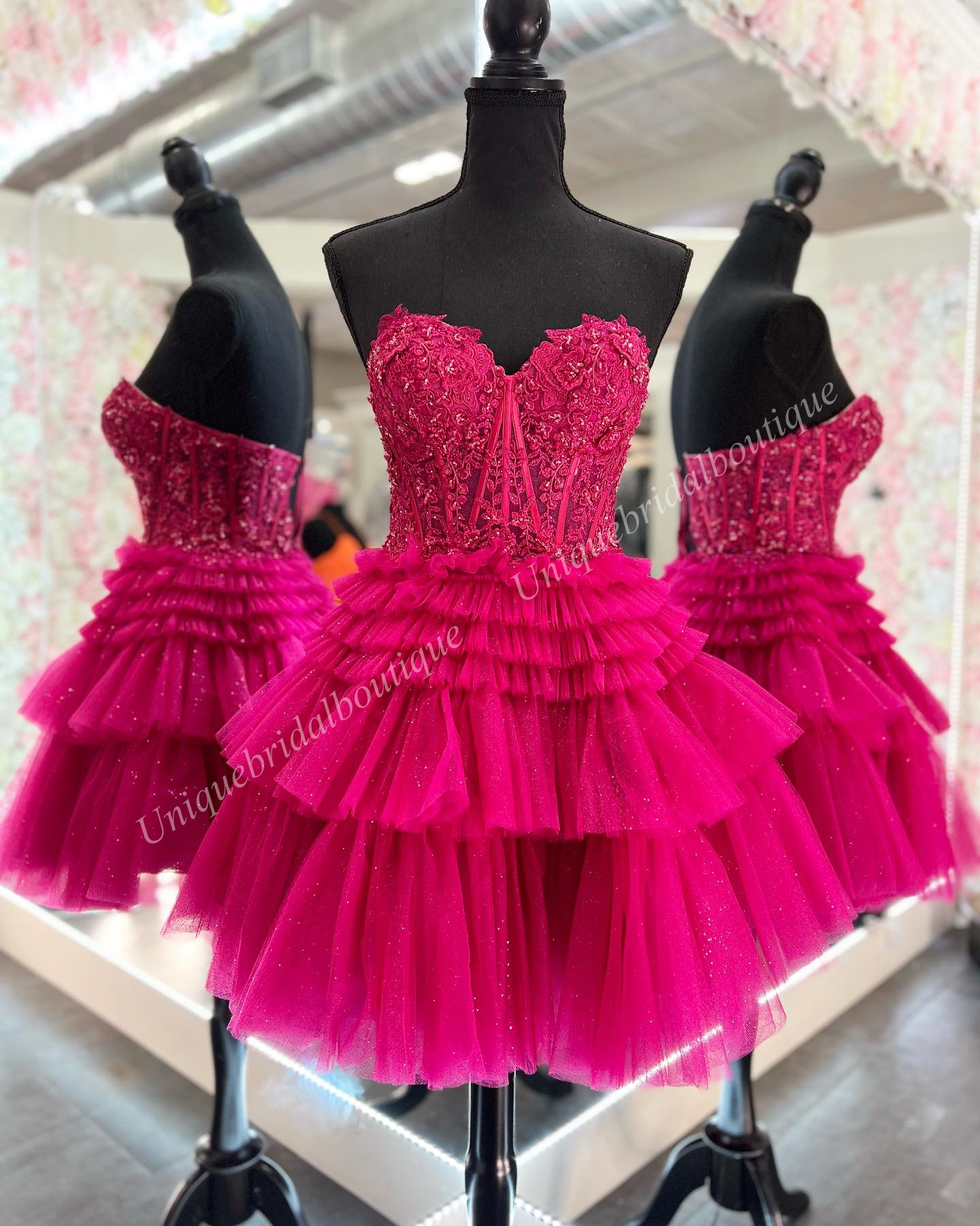 Strapless Homecoming Dress 2k24 Sheer Lace Corset Glitter Tulle Prom ...