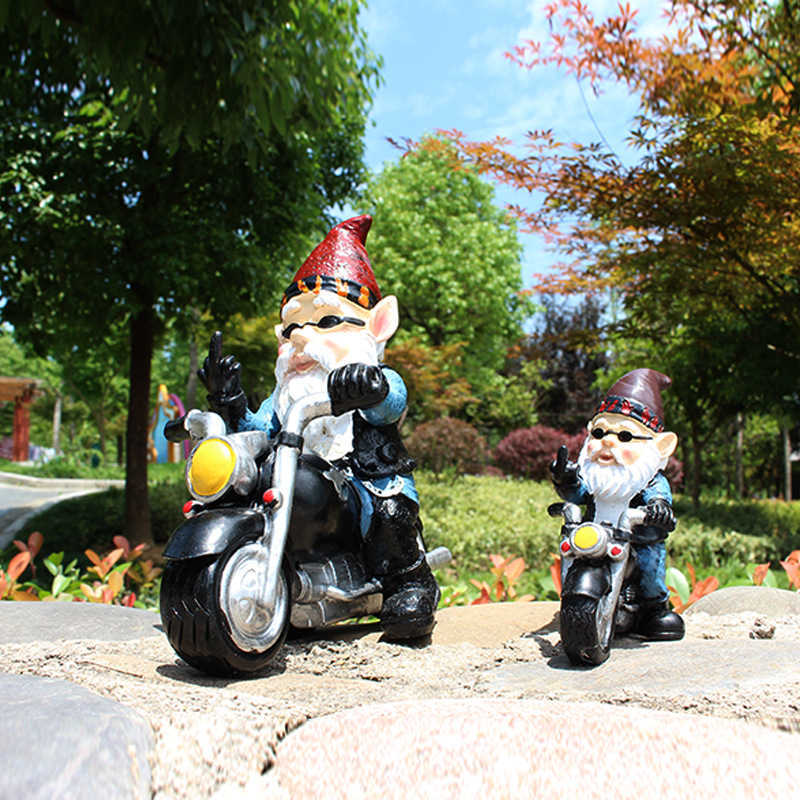 Funny Middle Finger Gnomes Biker Dwarfs Old Man Riding Motorcycle ...