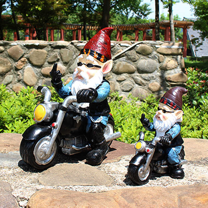 Funny Middle Finger Gnomes Biker Dwarfs Old Man Riding Motorcycle ...
