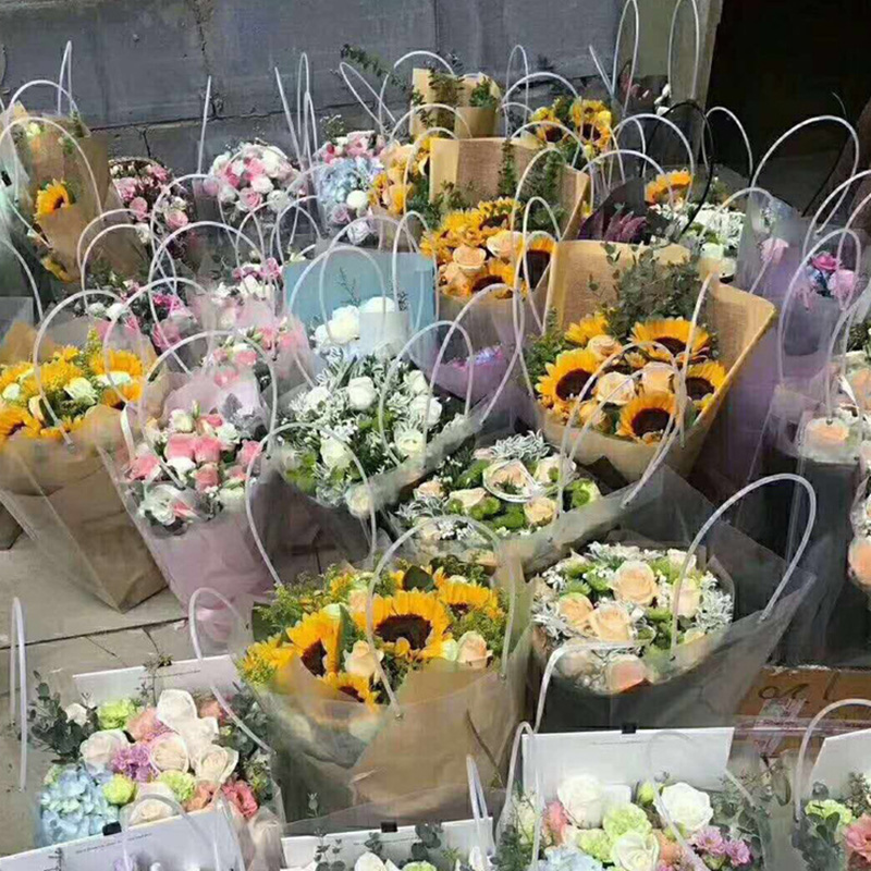 Flower Packing Box Flower Carrier Bag Packing Gift Bag Plastic Pvc ...