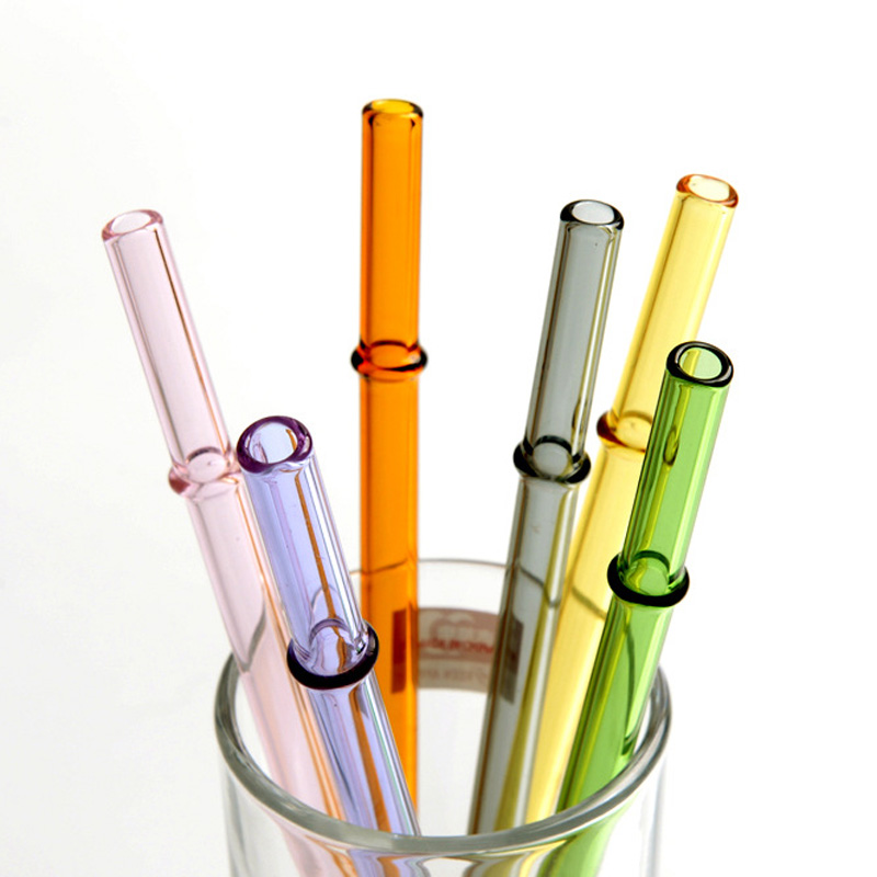 Colorful Glass Drinking Straw High Borosilicate Reusable Glass Straws ...