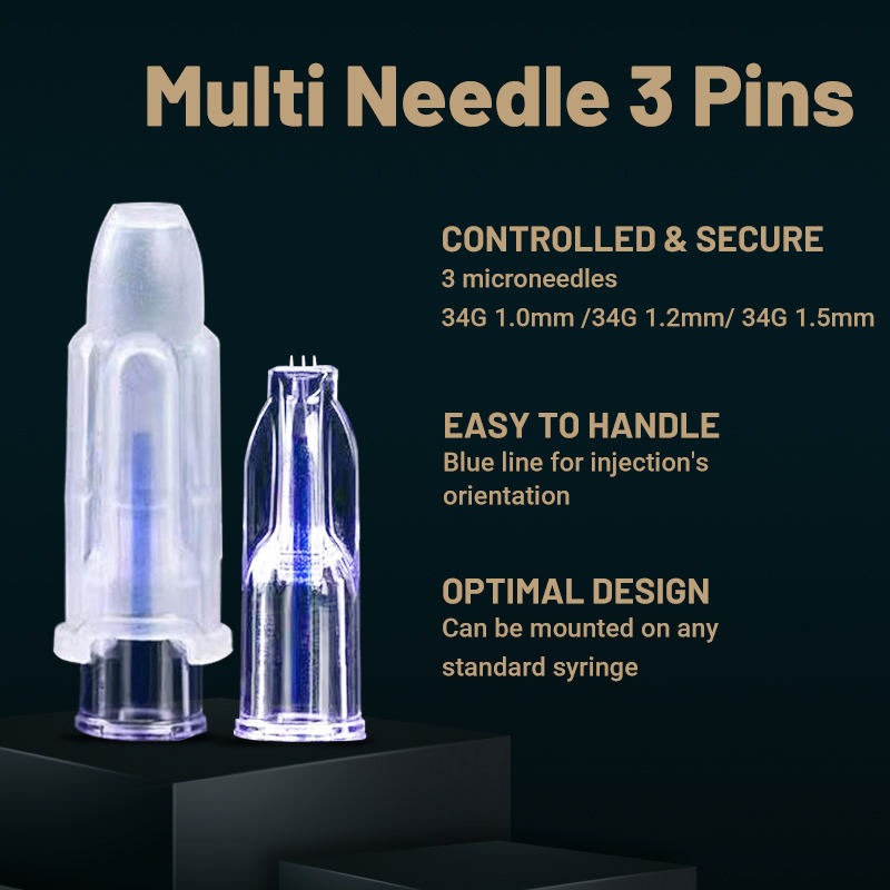 Aesthetic Multi Mesotherapy Micro Needle 34g 1mm 1.2mm 1.5mm 3 Pins ...
