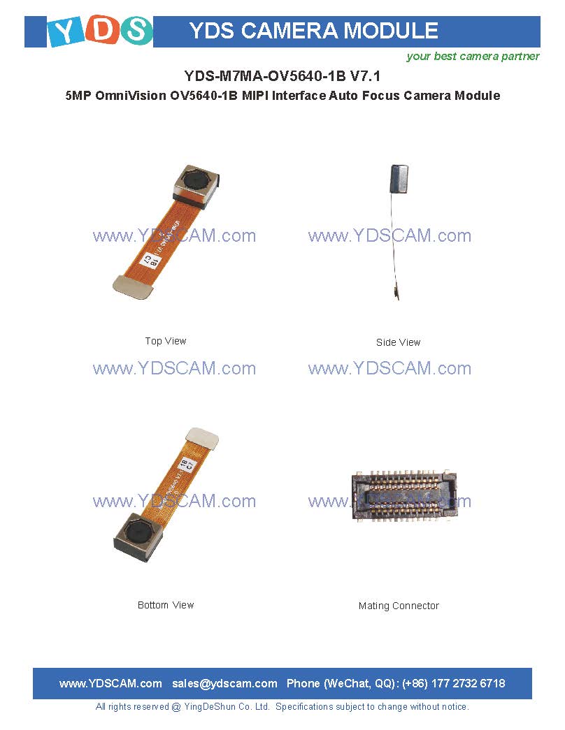 YDS M7MA OV5640 1B V7.1 Interphones Vidéo 5MP OV5640 1B Interface MIPI Module De Caméra À Mise ...
