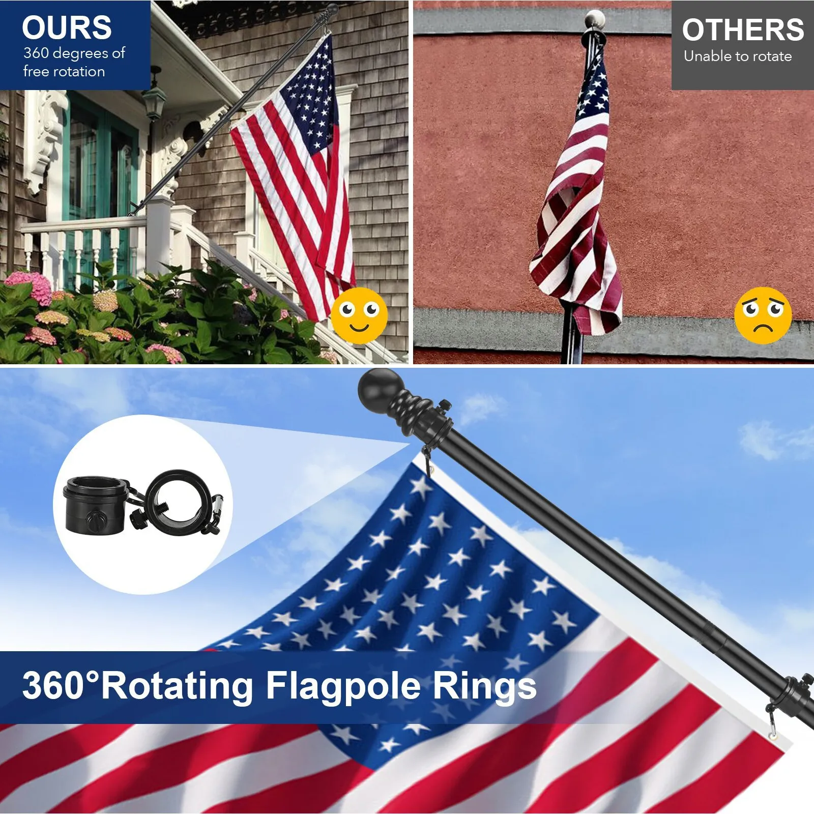 Kit De Poste De Bandera De Aleación De Aluminio De 6 Pies Y Kits De ...