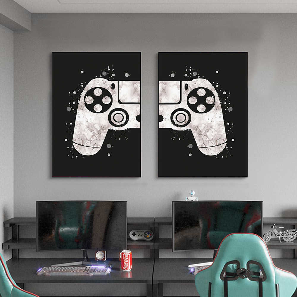 Modern Watercolor Game Handle Wall Art Poster Boy Game Room Living Room ...